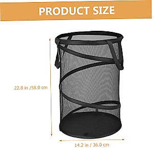 HOMSFOU Folding Laundry Basket Collapsible Laundry Hamper Folding Clothes Mesh Laundry Hamper Folding Sundries Organizer Clothes Basket Black Laundry Basket Laundry Mesh Basket Laundry Bag