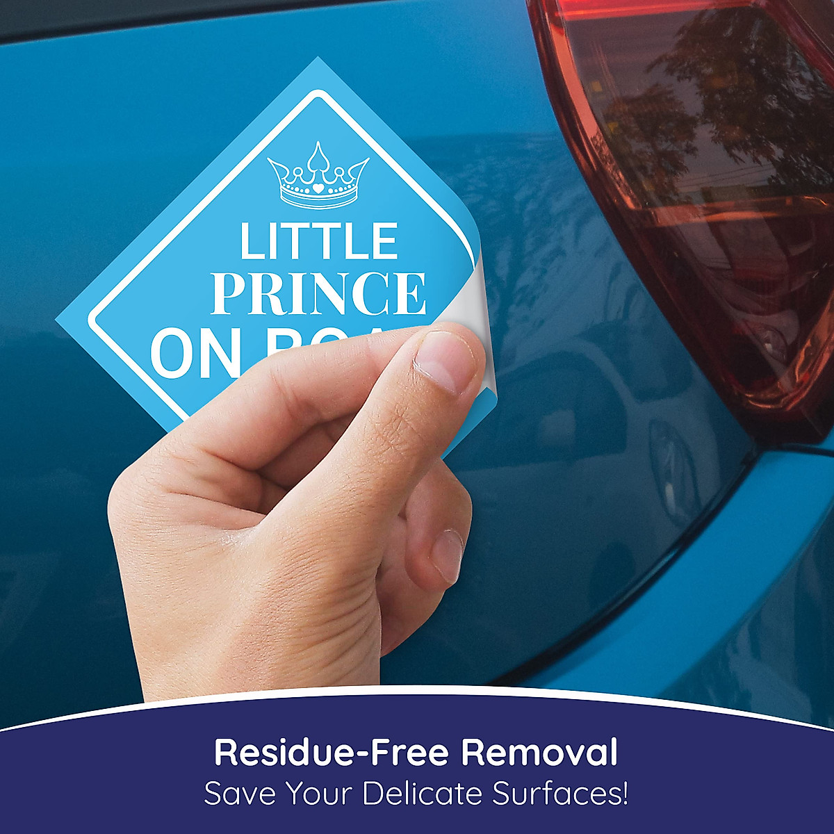 Super Cute, Elegant 4.5in Prince on Board Sticker 1pk. Bright Blue Diamond Newborn Caution Car Bumper Decals. Premium Vinyl Baby Safety Warning Label for Vehicles, Trucks, Automobiles, Cars, Vans