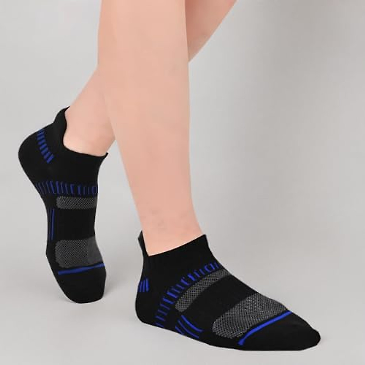 COOPLUS Mens Ankle Socks Athletic Cushioned Breathable Low Cut Tab With Arch Support - 6 Pairs