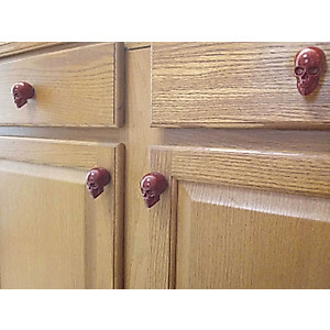 Red Holographic (Holo) Glitter Skull Door Knobs Drawer Knobs (Set of 2)