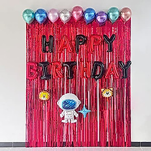 Red Foil Fringe Curtain Party Decorations, Melsan 3.2 x 8 ft Metallic Tinsel Curtains Streamer Backdrop for Christmas, Birthday, Anniversary, Valentine's Day Party Decorations, Pack of 2