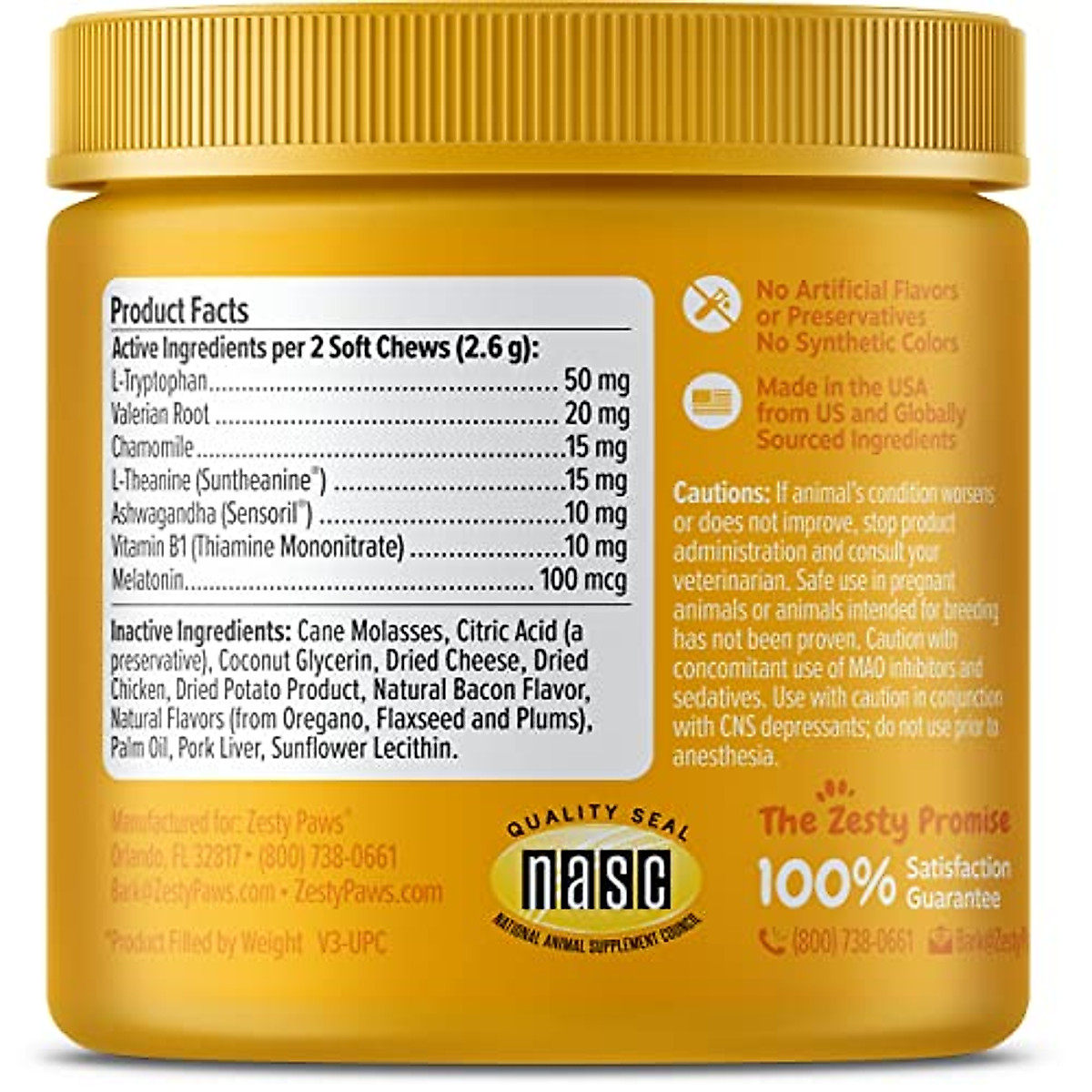 Zesty Paws Calming Chews for Cats - Composure & Relaxation for Everyday Stress & Separation - with Ashwagandha, Organic Chamomile, L-Theanine & L-Tryptophan – Bacon - 60 Count - Cat…