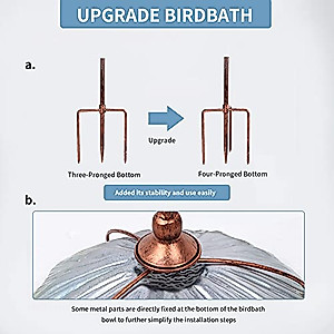 MUMTOP 31 Inch Height Glass Birdbath Birdfeeder with Metal Stake Garden Yard Outdoor Blue