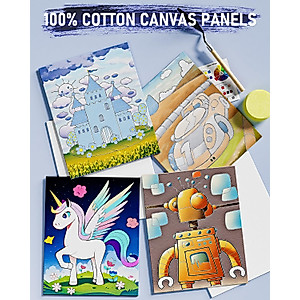 Nicpro 34PCS Kids Painting Set with Pattern Canvas, Art Painting Supplies Kit with 12 Acrylic Paints,10 Brushes,6 Canvas Panels,Table Easel,Paper Pad,Color Wheel,Palette for Beginner Student Toddlers