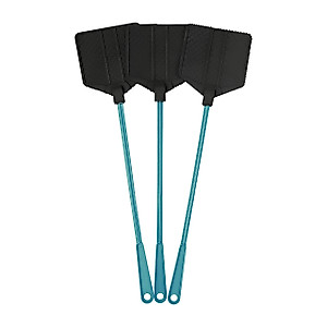 OFXDD Rubber Fly Swatter, Long Fly Swatter Pack, Fly Swatter Heavy Duty, Light Blue Color (3 Pack)