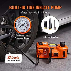 VEVOR Electric Car Jack, 5 Ton/11023 LBS Hydraulic Jack Lift with Electric Impact Wrench, Built-in Inflatable Pump, and LED Light for SUV MPV Sedan Truck Change Tires Garage Repair