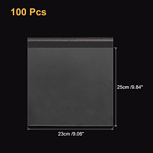 uxcell 100Pcs Clear Cello Bags, 9" x 10" Plastic Self Sealing OPP Cello Treat Bags Cello Poly Bags for Packing Cookies Candy Jewelry Gifts, Clear