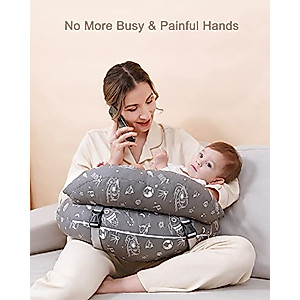 Insugar Nursing Pillow for Breastfeeding, Plus Size Shredded Memory Foam Breastfeeding Pillows for Mom and Baby, More Support with Fence Protection, Adjustable Waist Strap, Removable Cotton Cover