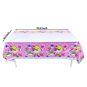 2 Pack Pink Shark Tablecloth - 70.8x42.5 Inch Undersea World Plastic Disposable Table Cloth Shark Baby Table Cover for Girls Birthday Party Supplies
