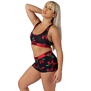 PSD Women's Playboy Cherries Modal Boy Shorts, Black, L