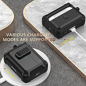 Polislime Airpods Pro 2nd/1st Generation Case Cover with Cleaner kit & 3 Pairs Replacement Ear Tips with Noise Reduction Hole(/S/M/L),Automatic Snap Switch Case for Apple AirPods Pro 2nd/1st Charging