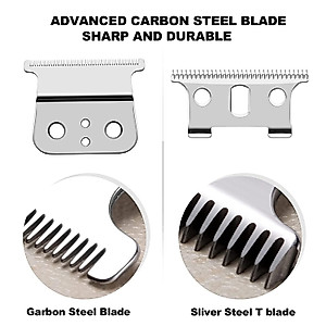 2 Pack Blades for Andis T Outliner, Andis GTX Replacement Blade, T Liner Clipper and Trimmer Blade (Silver Steel T Blade + Silver Steel Blade)