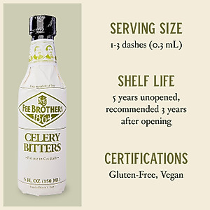Fee Brothers Celery Cocktail Bitters - Aromatic Cocktail Mixer & Concentrated Flavoring, Gluten Free, Vegan-Friendly, 5 fl oz
