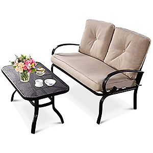 9rit_shop Perfect Patio, Garden, Lawn, Deck, Poolside and Other Outdoors 2 pcs Cushioned Coffee Table Seat
