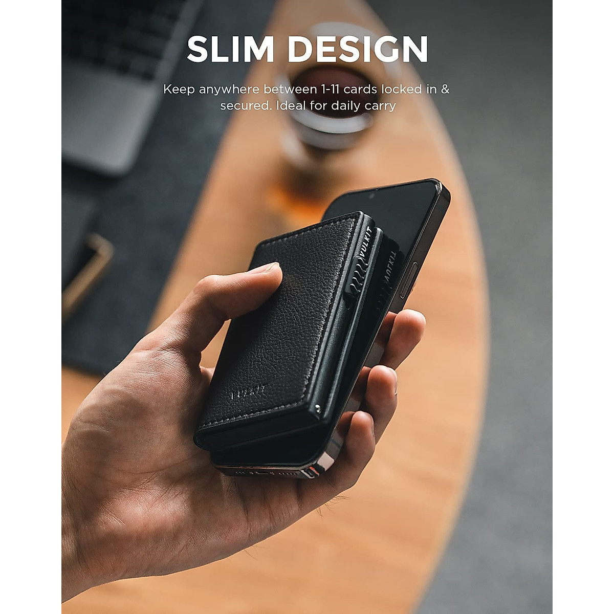 VULKIT Minimalist Card Holder Wallet Pop Up Cards RFID Protection Holds Up to 10 Cards