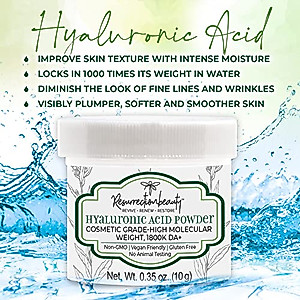 Pure Hyaluronic Acid Powder High Molecular Weight Sodium Hyaluronate to Make Your Own Premium Moisturizing Beauty Serum, Skincare Mask Treatment, Vitamin C Serums & DIY Facial Skin Care Products 10g