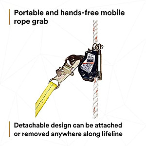 3M DBI-SALA Lad-Saf Hands Free Mobile Stainless Steel And Thermoplastic Rope Grab