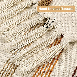 Uphome Small Bathroom Rug 2'x3' Hand-Woven Washable Front Entryway Rug with Tassels, Beige Soft Cotton Diamond Tufted Kitchen Mat Colorful Farmhouse Geometric Throw Rug for Bedroom Foyer Laundry