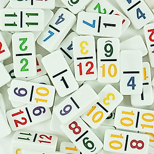 LEQUPLAY Mexican Train Number Dominoes Set Double 12 Dominoes 91 Tiles Games with Leather Box , Number Dominoes Set for Kids Adults and Family…