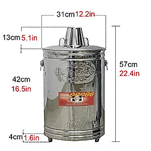 WXJ Stainless Steel Incinerator with Chimney, Portable Garden Incinerator Burning Barrel with Fire Hook, Cleaning The Backyard, Paper and Leaves, 31x31x57cm(12.2x12.2x22.4inch)
