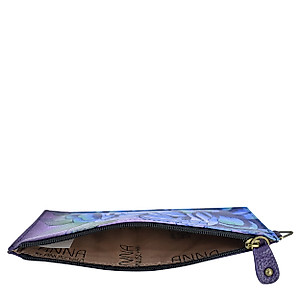 Anna by Anuschka Women's Hand Painted Genuine Leather Organizer Wallet - Precious Peony Eggplant