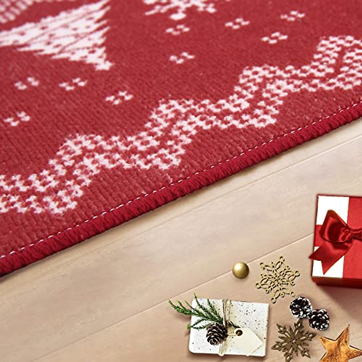 CAROMIO Machine Washable Kitchen Mat Christmas Kitchen Runner Mat Sets Non Skid Kitchen Floor Mats for Kitchen Laundry Sink Under Door, 17"x29"+17"x47"