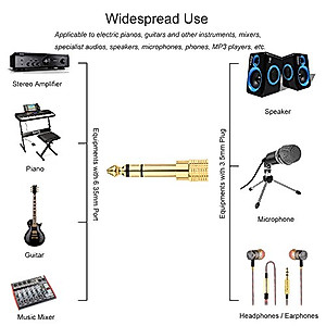 Valefod [Updated Version] 5-Pack Stereo Audio Adapter 6.35mm (1/4 inch) Male to 3.5mm (1/8 inch) Female Headphone Jack
