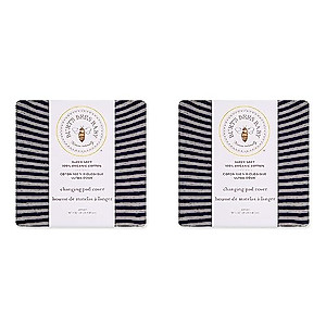 Burt's Bees Baby - Changing Pad Cover, 100% Organic Cotton Changing Pad Liner for Standard 16" x 32" Baby Changing Mats (Pack of 2)