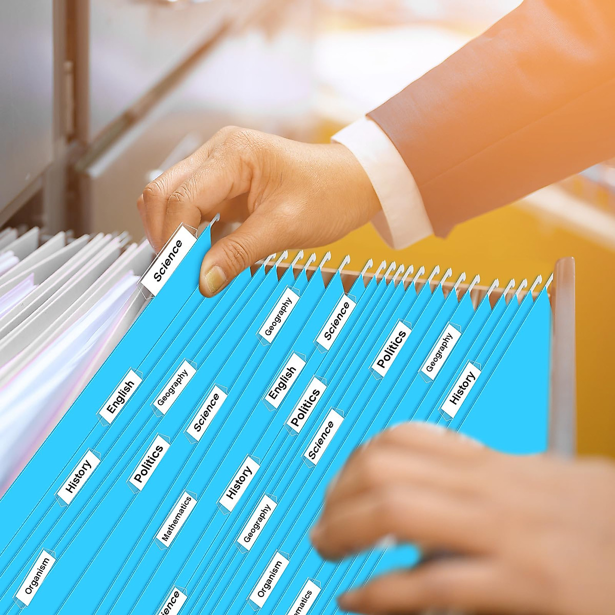 Estune 75 Pcs Hanging File Folders with Tab Letter Size Hanging Folders File Folder File Organizer for Office Cabinet Document Storage Supplies (Blue)