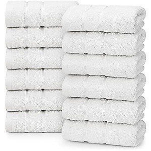 Utopia Towels - 12 Pack Viscose Luxury Wash Cloths Set (12 x 12 Inches) 100% Cotton Ring Spun, Highly Absorbent and Soft Feel Essential Washcloths for Bathroom, Face Towel, Gym and Spa (White)