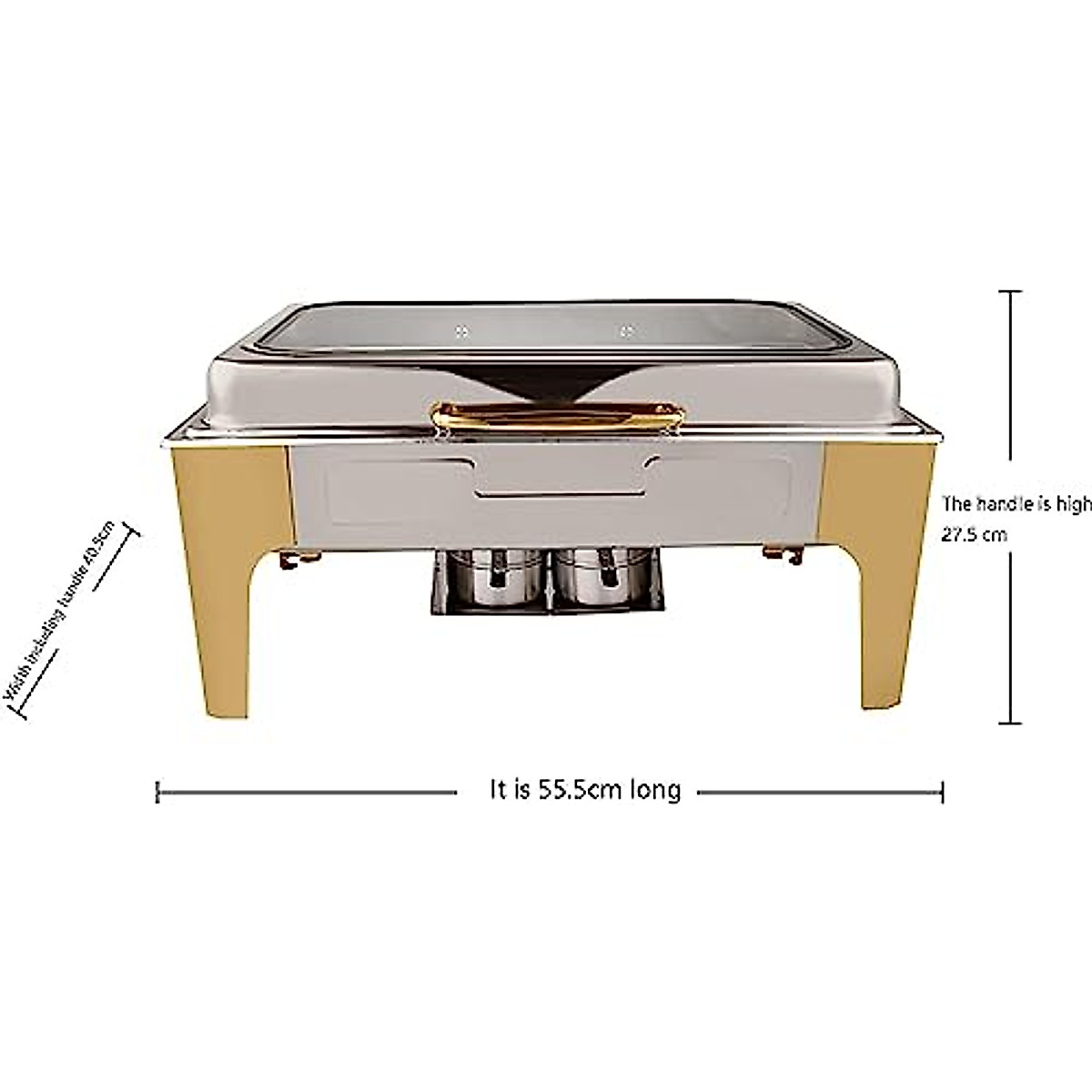 Food Warming Buffet Servers - Stainless Steel Buffet Hot Plates, Table Buffet Heaters, Covered Servers, Food Warmers for Party Buffets, Fondue Buffet Sets.(Size:9L,Color:semi-Gilding) (Semi Gilding)