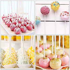 TAIHUIMY,100 Count 6 INCH White Paper Lollipop Sticks,Cake Pop Sticks,Sucker Sticks for Cookies,Rainbow Candy,Chocolate,Cake Topper