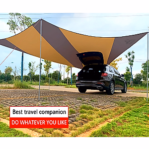 Hasika Camping Tent Tarp Extremely Large Canopy with 4 Poles Ripstop Sun Shelter Rainly for SUV Truck Picnic Activities