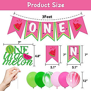 Watermelon Birthday Party Decorations One in A Melon Cake Topper Watermelon Cupcake Topper Melon Balloon 1st Bday High Chair Banner for Summer Fruit Themed First Birthday Party Supplies Glitter Decor