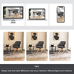 Giantex Swivel Accent Chair for Desk - Set of 2 Armchair Without Wheel, Leathaire Fabric Padded Comfy Mid Century Modern Desk Chair for Home Office Study Meeting Room Small Space, Gray