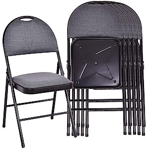 ReunionG 6 PCS Folding Chair, 6-Pack Portable Chairs with Upholstered Padded Seat and Back, Metal Frame Home Office Chairs (6 PCS)