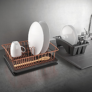 Metaltex Aquatex Copper Dish Drainer with Tray, Metal, Copper, 35x30x12 cm