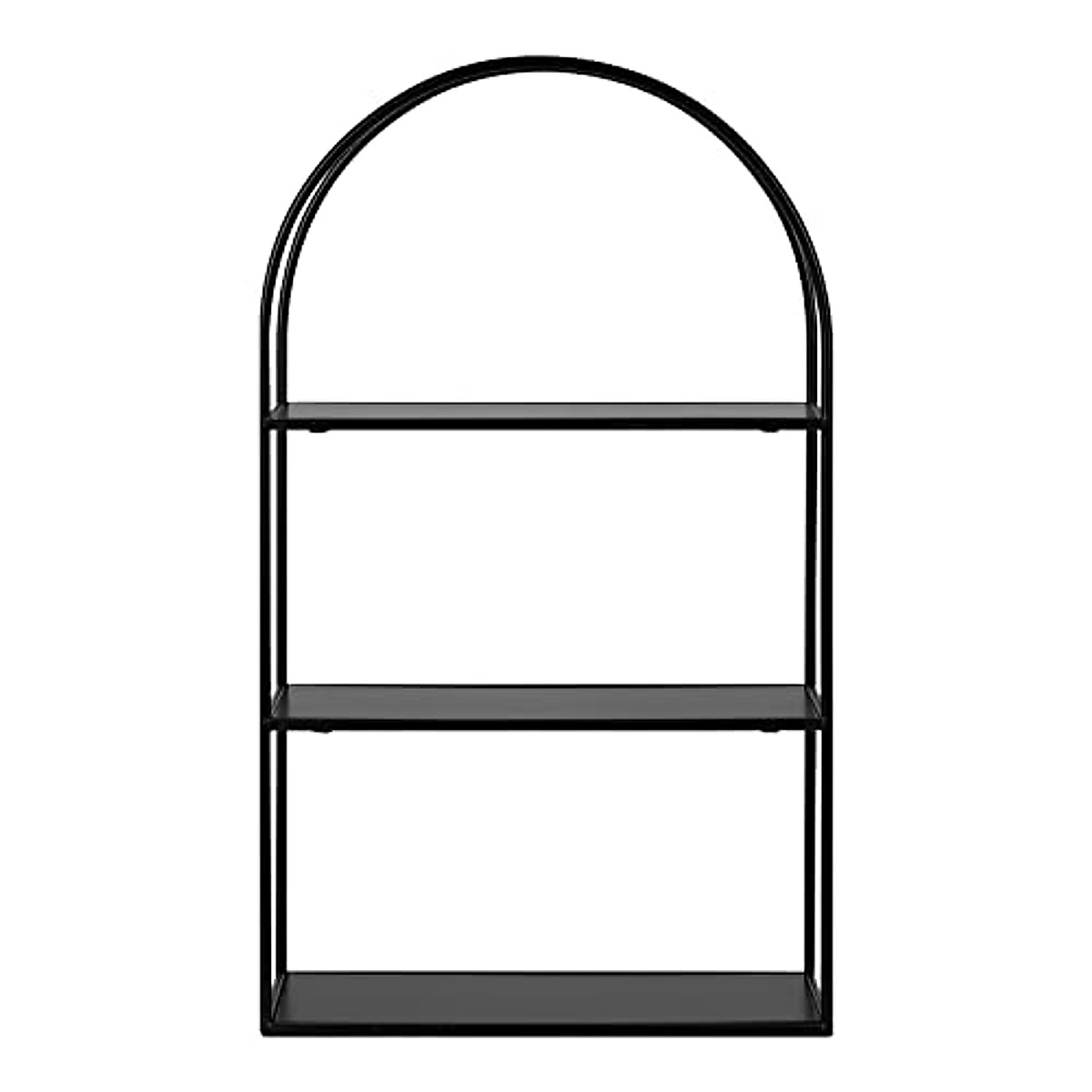 Kate and Laurel Monroe Modern Arched Wall Shelf, 18 x 31, Black, Decorative 3 Tier Floating Wall Shelves with Contemporary Finish and Robust Storage Capacity