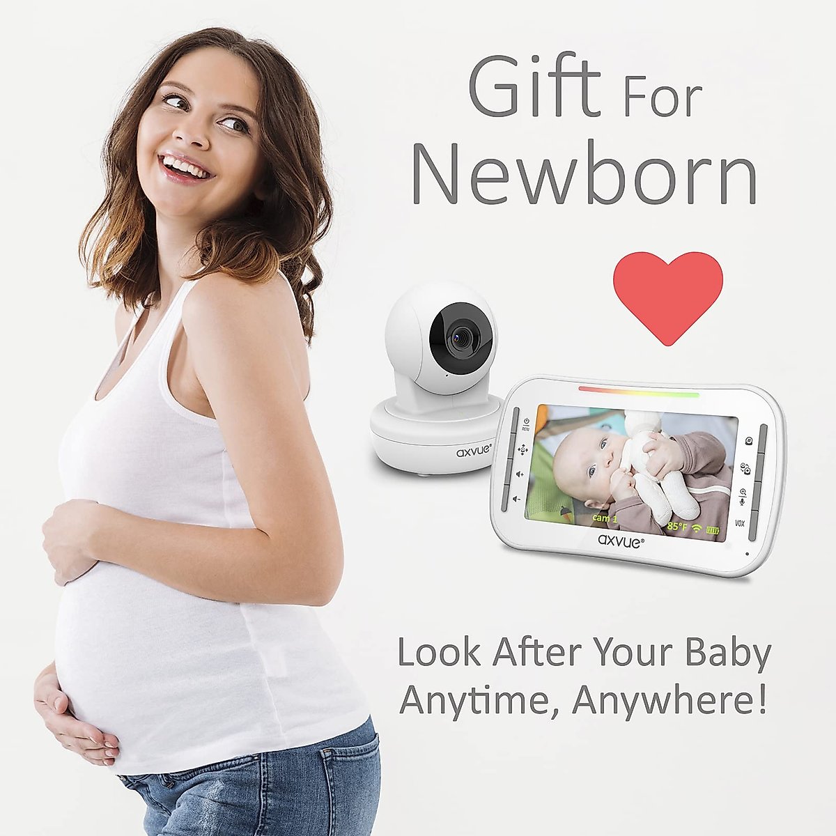 AXVUE Video Baby Monitor with 4.3" LCD Screen (High Resolution) and Remote Pan-Tilt-Zoom Camera Infrared Night Vision Extended Battery Long Range 1,000 feet