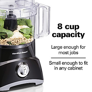 Hamilton Beach Food Processor & Vegetable Chopper for Slicing, Shredding, Mincing, and Puree, 8 Cup, Black