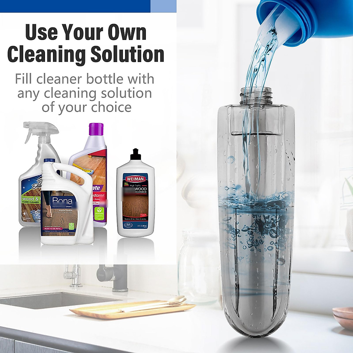 Mops for Floor Cleaning Wet Spray Mop with 14 oz Refillable Bottle and 3 Washable Microfiber Pads Home or Commercial Use Dry Wet Flat Mop for Hardwood Laminate Wood Ceramic