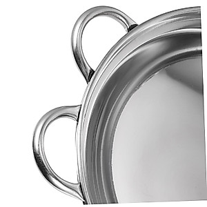 Mikinona 2 Pcs Stainless Steel Hot Pot with Handles Spill Thicken Cooking Pot for Kitchen for Shabu Shabu Boiling Dual Use Induction Cooktop Gas Stove