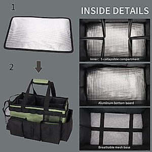 GRTCZYSL Cleaning Caddy Bag for Housekeepers, Cleaning Caddy Supplies Organizer, Wearable Cleaning Detailing Bag with Handles and Shoulder Strap Car Cleaning Tool Organizers Bag-Green