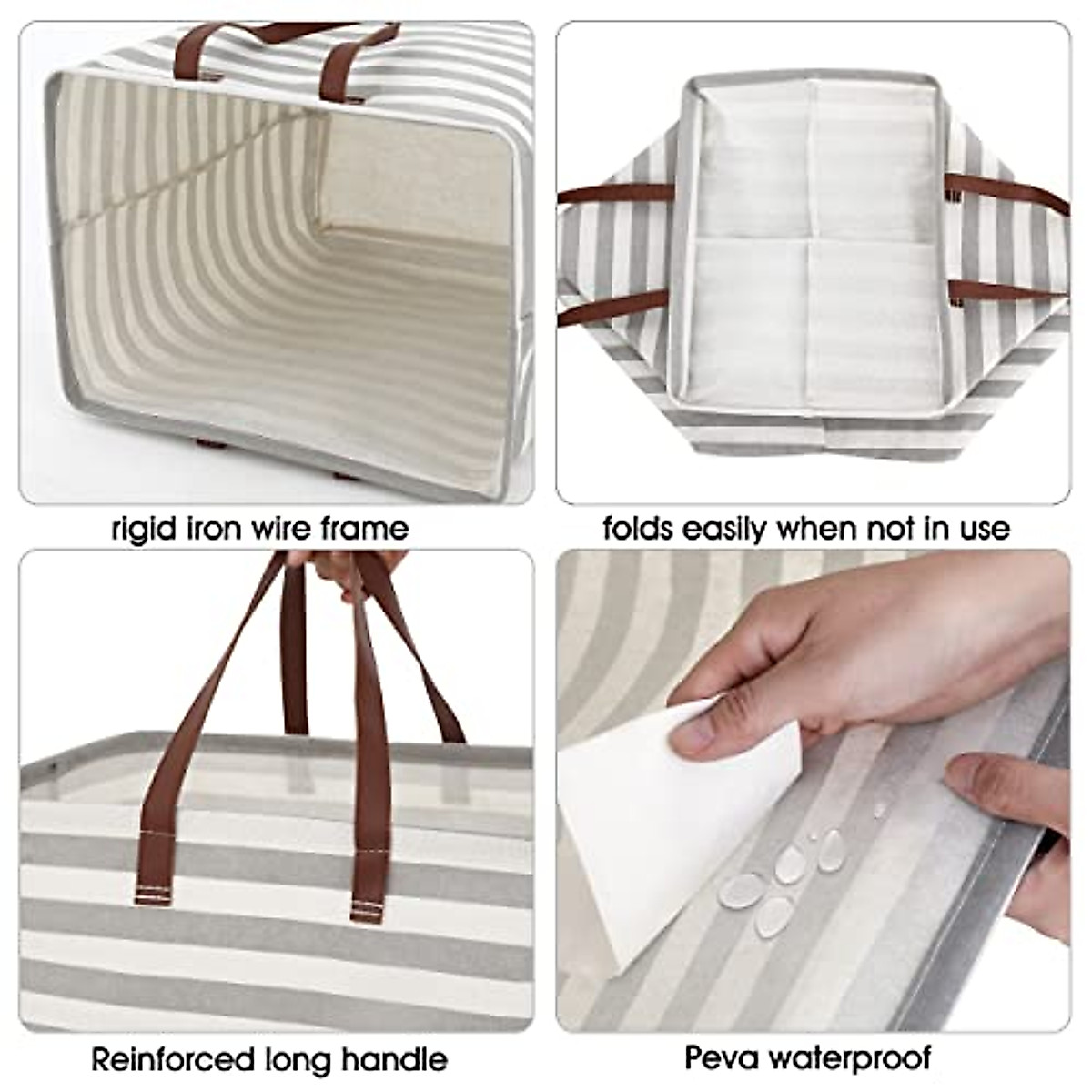 [2 Pack] Laundry Basket, Freestanding Laundry Hamper with Extended Handles, Waterproof Large Waterproof Clothes Hamper Organizer, Collapsible Lightweight Hampers for Laundry, Clothes,Towels, Toys