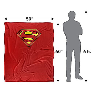 Superman Blanket, 50" x 60", Superman Cape Full Color Logo Silky Touch Super Soft Throw Blanket