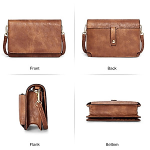 BROMEN Crossbody Bags for Women Small Cell Phone Shoulder Bag Wristlet Wallet Clutch Purse White with Mocha Brown