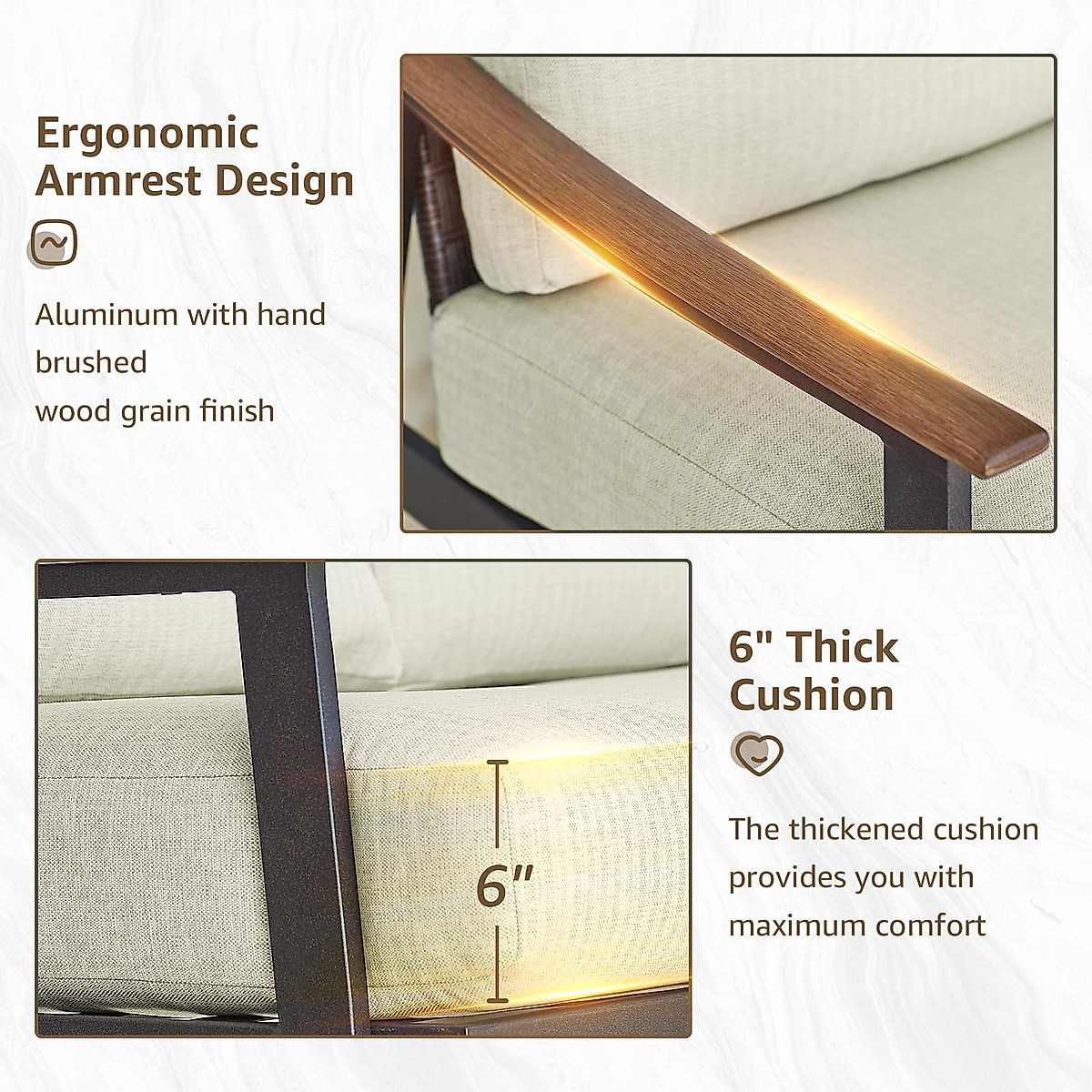 NATURAL EXPRESSIONS 4 Pieces Patio Furniture Set, Outdoor Furniture Sofa Sectional Modern Metal Patio Conversation Set with High Back Wicker Backrest & Loveseat for Balcony, Backyard, Deck, Porch