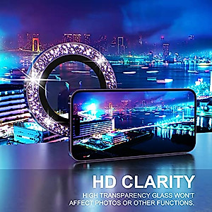 Choiche [3+1] for iPhone 14 Pro/iPhone 14 Pro Max Camera Lens Protector Bling, 9H Tempered Glass Camera Cover Screen Protector Metal Ring Decoration Accessories (Glitter-Purple)