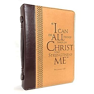 Burgundy/Tan Fashionable and Stylish Bible Cover, Large Two-Tone Bible Case Holy Book Protector