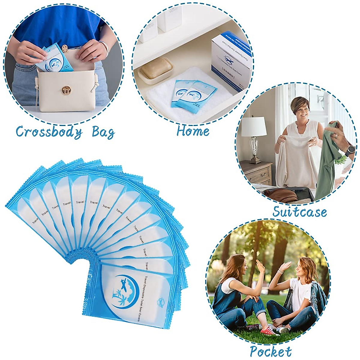 100 Pack Disposable Plastic Toilet Seat Covers,Waterproof Portable Travel Toilet Seat Covers,Toilet Seat Protectors for Toddler Potty Training,Pregnant Mom,Independent Package